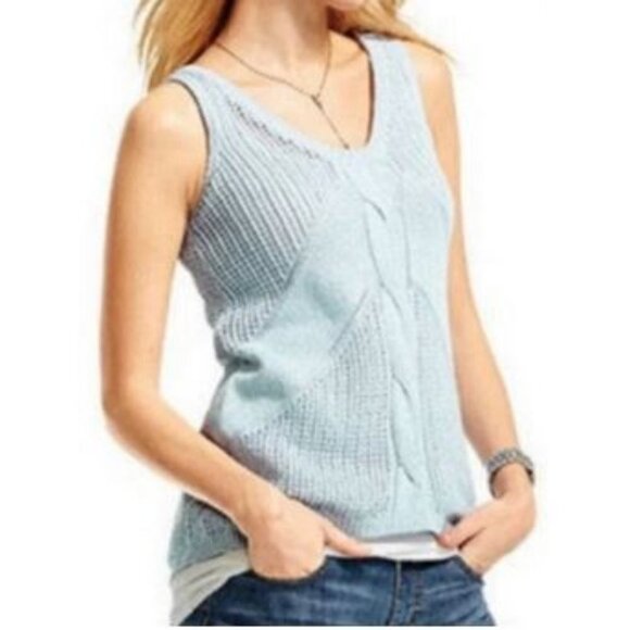 CAbi | Tops | Cabi Style 97 Womens Sea Spray Light Blue Silk Knit Tank ...